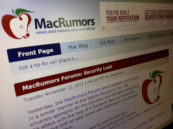 MacRumors forums uzlauzts; vairāk nekā 860 000 kontu ir apdraudēti 10054_1