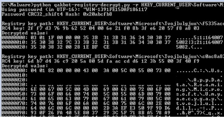 Cov kws tshawb nrhiav Decrypted Qakbot Banking Trojan's Encrypted Registry Keys