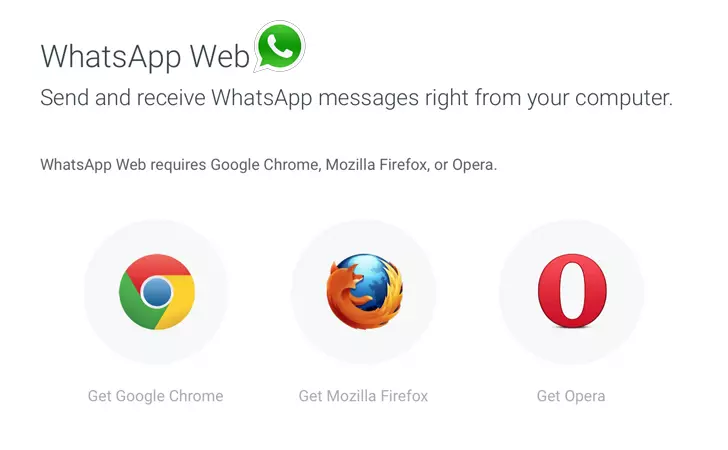 WhatsApp Web sur Firefox kaj Opera