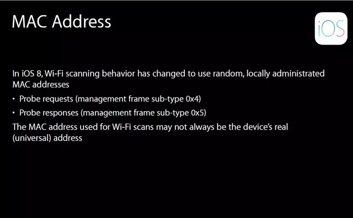 Apple iOS 8 aleatoriza la dirección MAC mientras busca redes WiFi