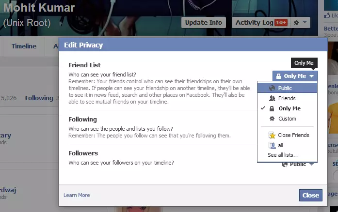 Facebook ranjivost omogućuje pregled skrivene Facebook liste prijatelja 12858_2