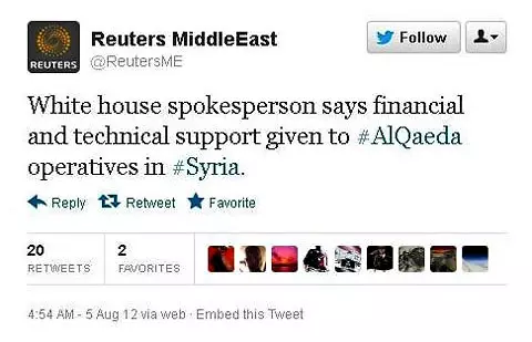 Notizie false sulla Siria pubblicate dal blog Hacked Reuters e dall'account Twitter