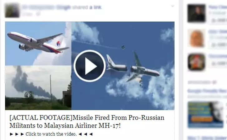 Imaxe real do voo MH 17 de Malaisia abatido