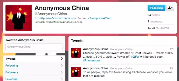 Anonymous is fan plan om Great Firewall fan Sina del te nimmen