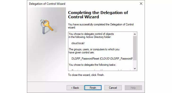 Voltooi de wizard Controle delegeren