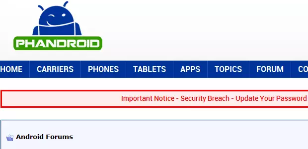 Forums Android piratés, identifiants utilisateur volés