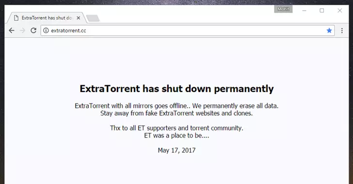 ExtraTorrent, Torrent gune ezaguna, betiko itzaltzen da!