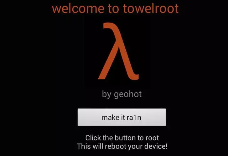 Towelroot: Geohot tarapyndan çykarylan bir gezek basýan Android kök guraly