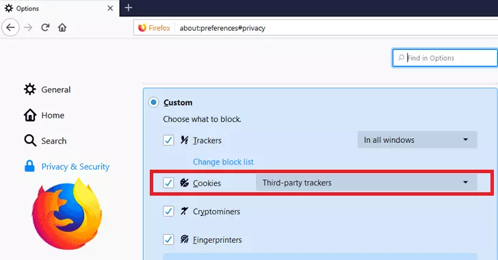 firefox ബ്ലോക്ക് ട്രാക്കിംഗ് കുക്കികൾ