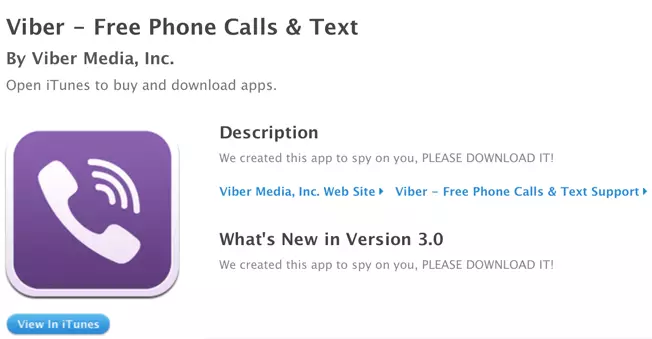 An yi kutse a asusun Viber na Apple App Store; Hackers sun canza bayanin