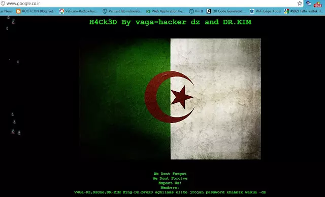 Isizinda esingumgunyathi se-Google Iranian sonakaliswe yi-Algerian Script Kiddies