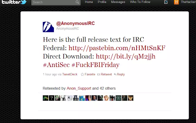 Anonyme Hacks FBI-Auftragnehmer IRC Federal