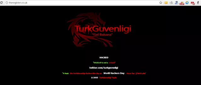 Theregister.co.uk , Vodafone, Telegraph, Acer, National Geographic e utsuoe ke Turkguvenligi