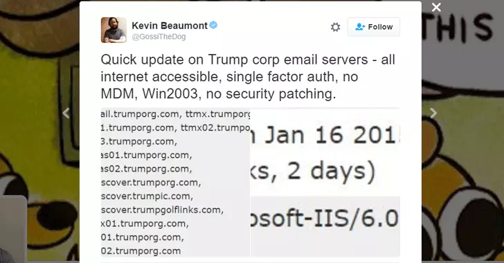 I server di posta elettronica di Donald Trump sono terribilmente insicuri — rivela un ricercatore 3013_2