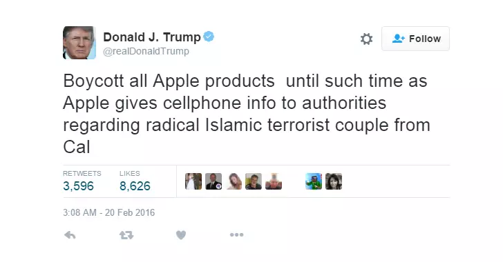 Дональд Трамп Apple-ийг бойкотлохыг уриалав