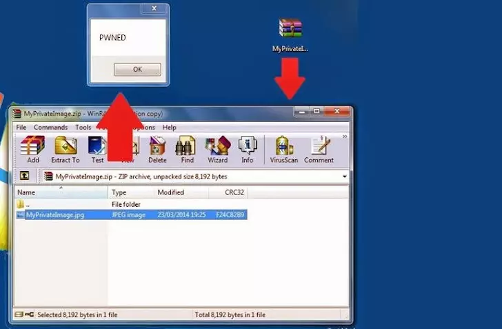 WinRAR faila paplašinājuma viltošanas ievainojamība