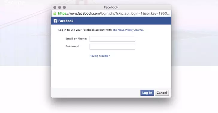 Facebook-phishing-kirjautumissivu