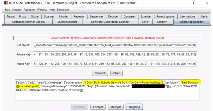 WhatsApp hack burp Suite kordhin