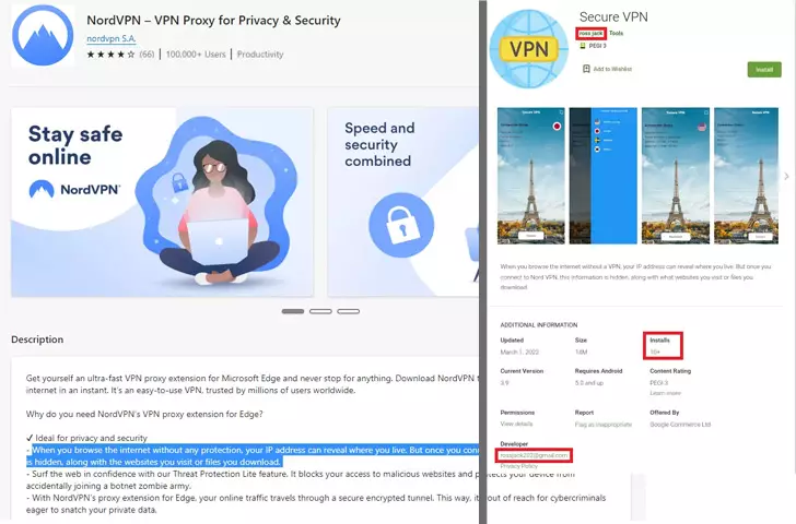 Feidhmchláir falsa VPN Android