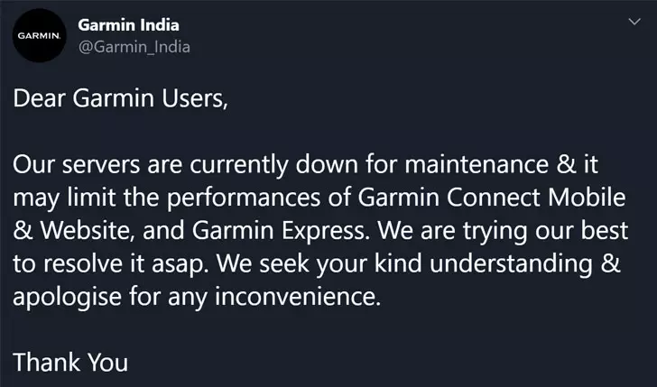 Garmin ransomware napad