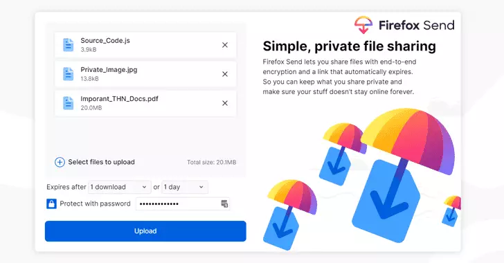 firefox Send titkosított fájlmegosztó szolgáltatás