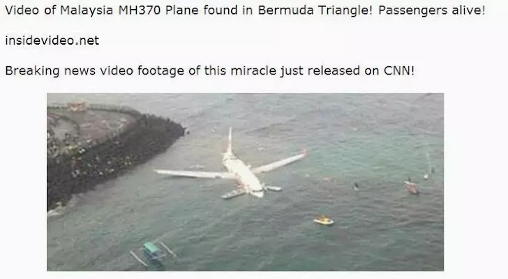 CUIDADO con los nuevos reclamos de malware de Facebook, 'Se ha detectado el avión de Malasia MH370'