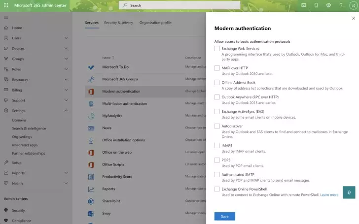 Водич за да се оддалечите од наследените протоколи за автентикација во Microsoft 365 849_4